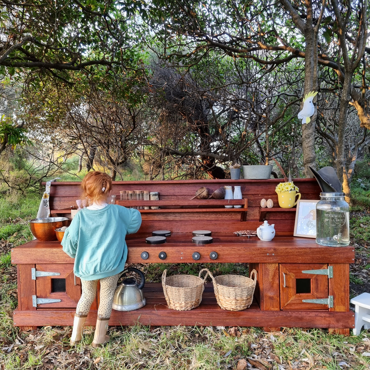 Children's Mud Kitchen, Hardwood Outdoor Play Kitchen, Double Oven Doo ...